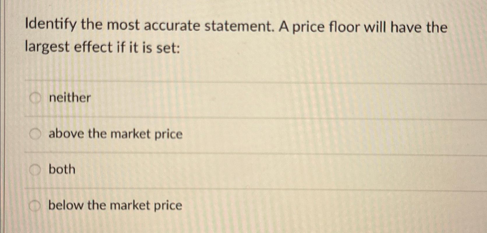 Solved Identify the most accurate statement. A price floor | Chegg.com