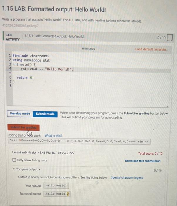 Solved This is C++its telling me that output is nesrly | Chegg.com