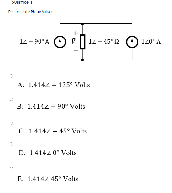 Solved QUESTION 8Determine the Phasor Voltage | Chegg.com