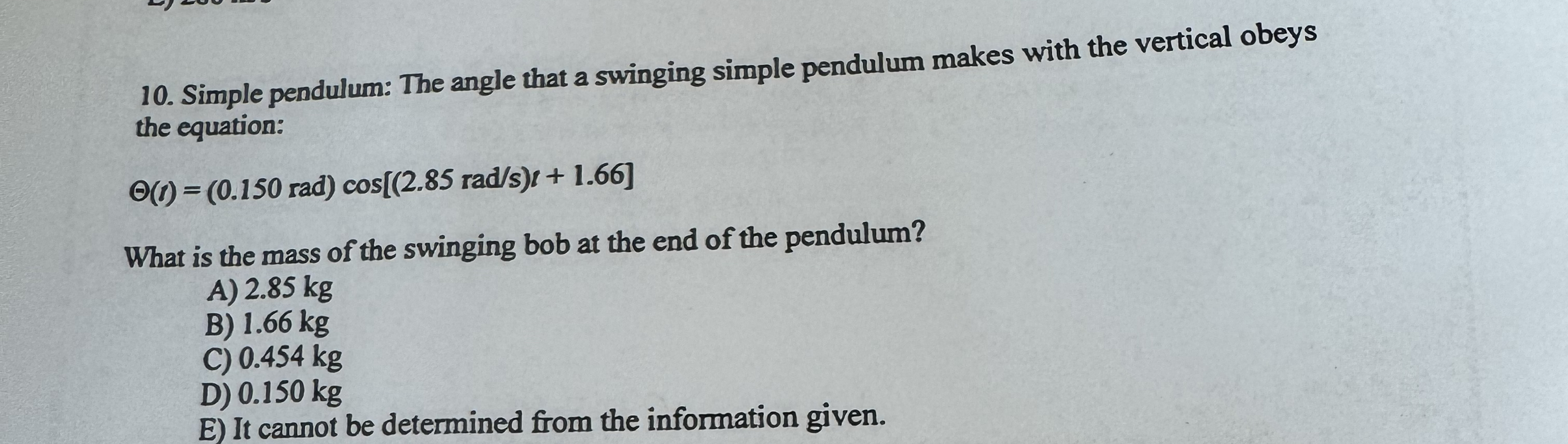 Solved Simple pendulum: The angle that a swinging simple | Chegg.com