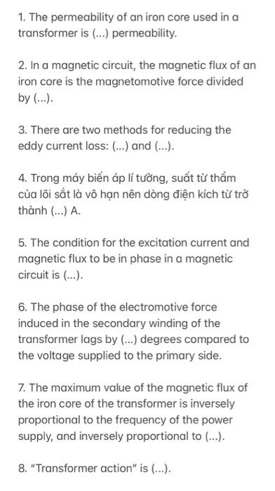 Solved 1. The permeability of an iron core used in a | Chegg.com
