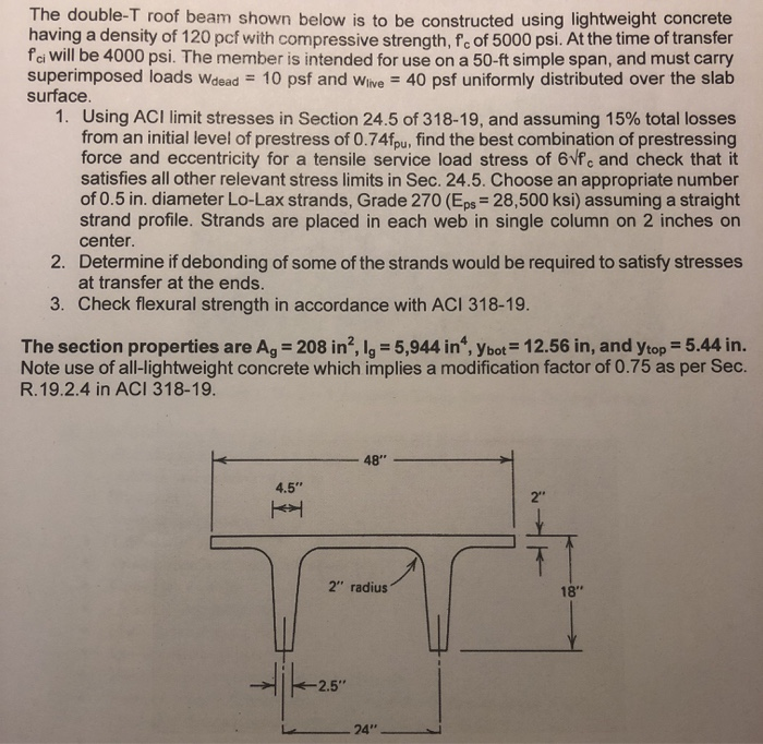 The double-T roof beam shown below is to be | Chegg.com