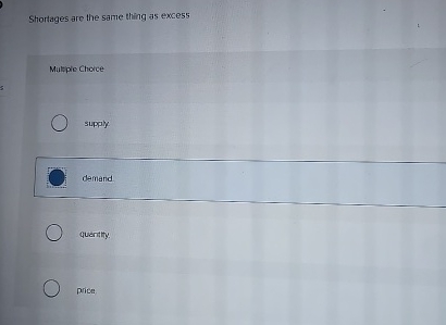 Solved Shortages are the same thing as excessMulaple | Chegg.com