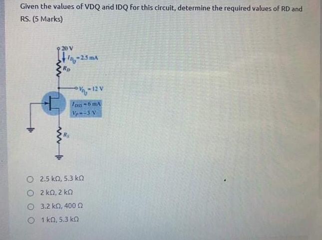 Solved Given the values of VDQ and IDQ for this circuit, | Chegg.com