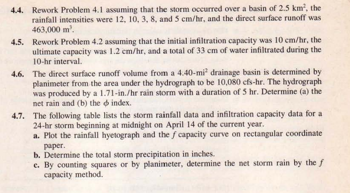 Solved 4.4. ﻿Rework Problem 4.1 ﻿assuming that the storm | Chegg.com