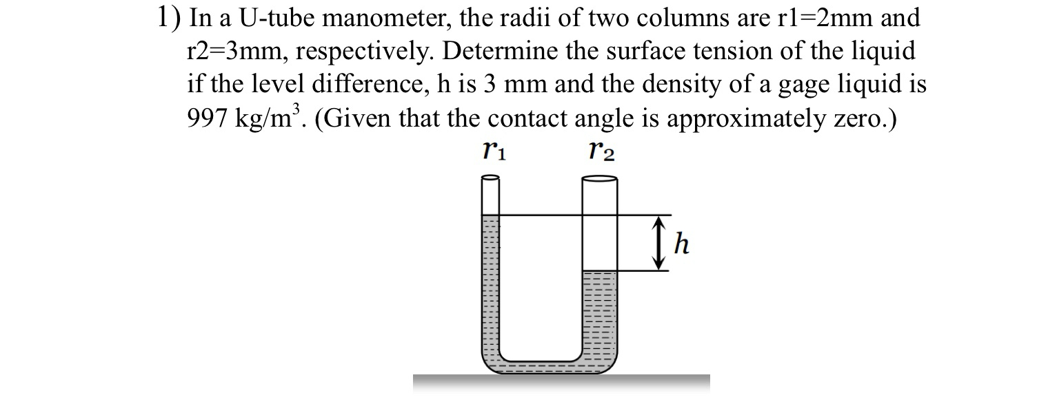 Solved In a U-tube manometer, the radii of two columns are | Chegg.com