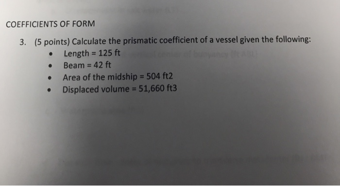 Solved COEFFICIENTS OF FORM 3. (5 points) Calculate the | Chegg.com