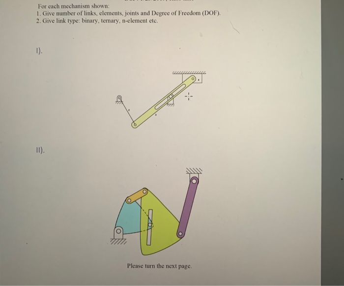 Solved For each mechanism shown: 1. Give number of links, | Chegg.com