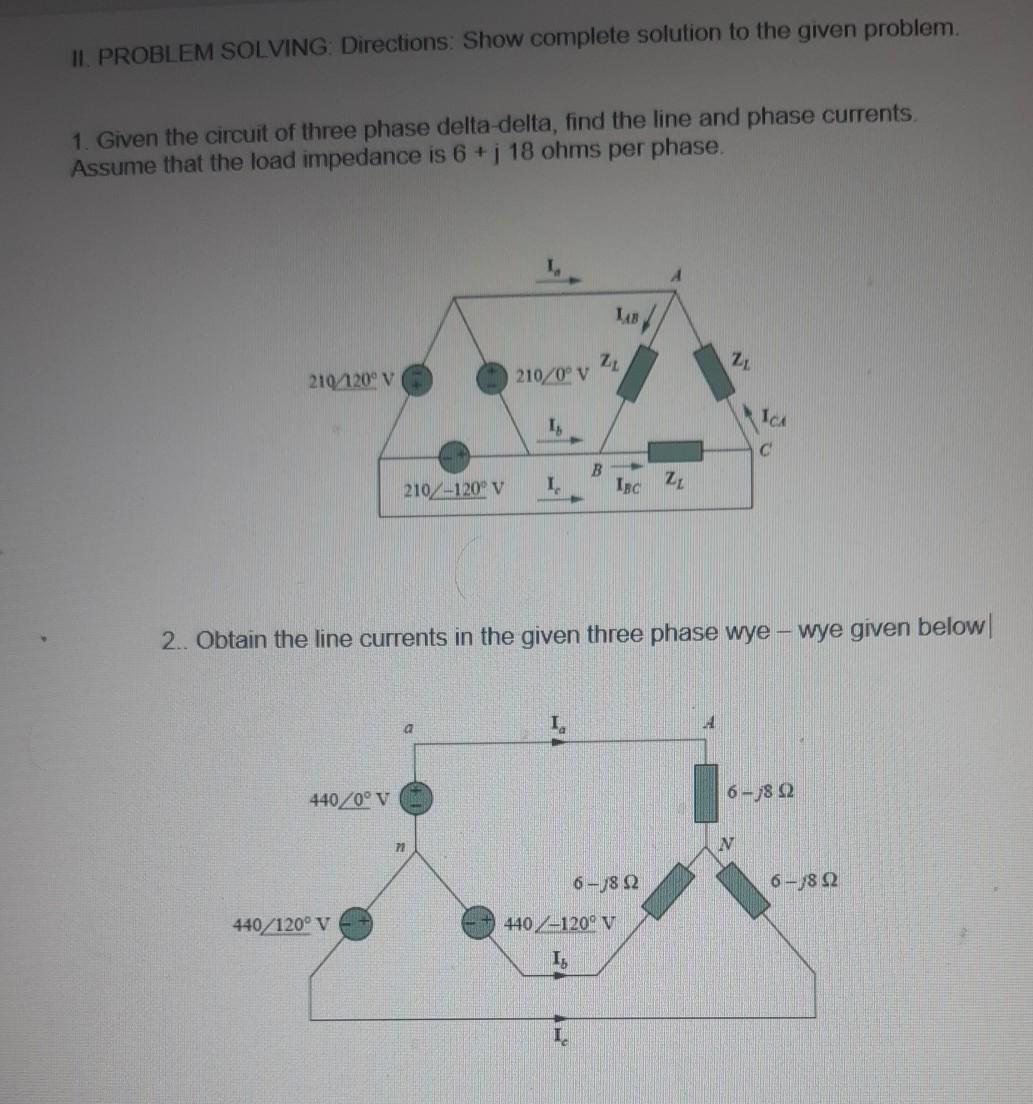 Solved II. PROBLEM SOLVING: Directions: Show complete | Chegg.com Solved II. PROBLEM SOLVING: Directions: Show complete | Chegg.com