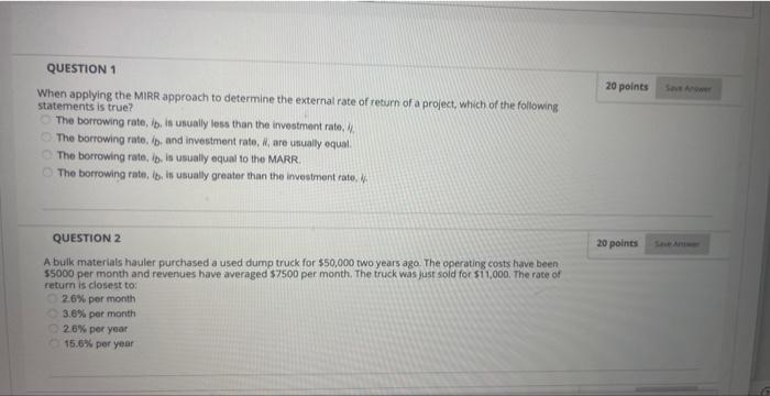 Solved When applying the MIRR approach to determine the | Chegg.com