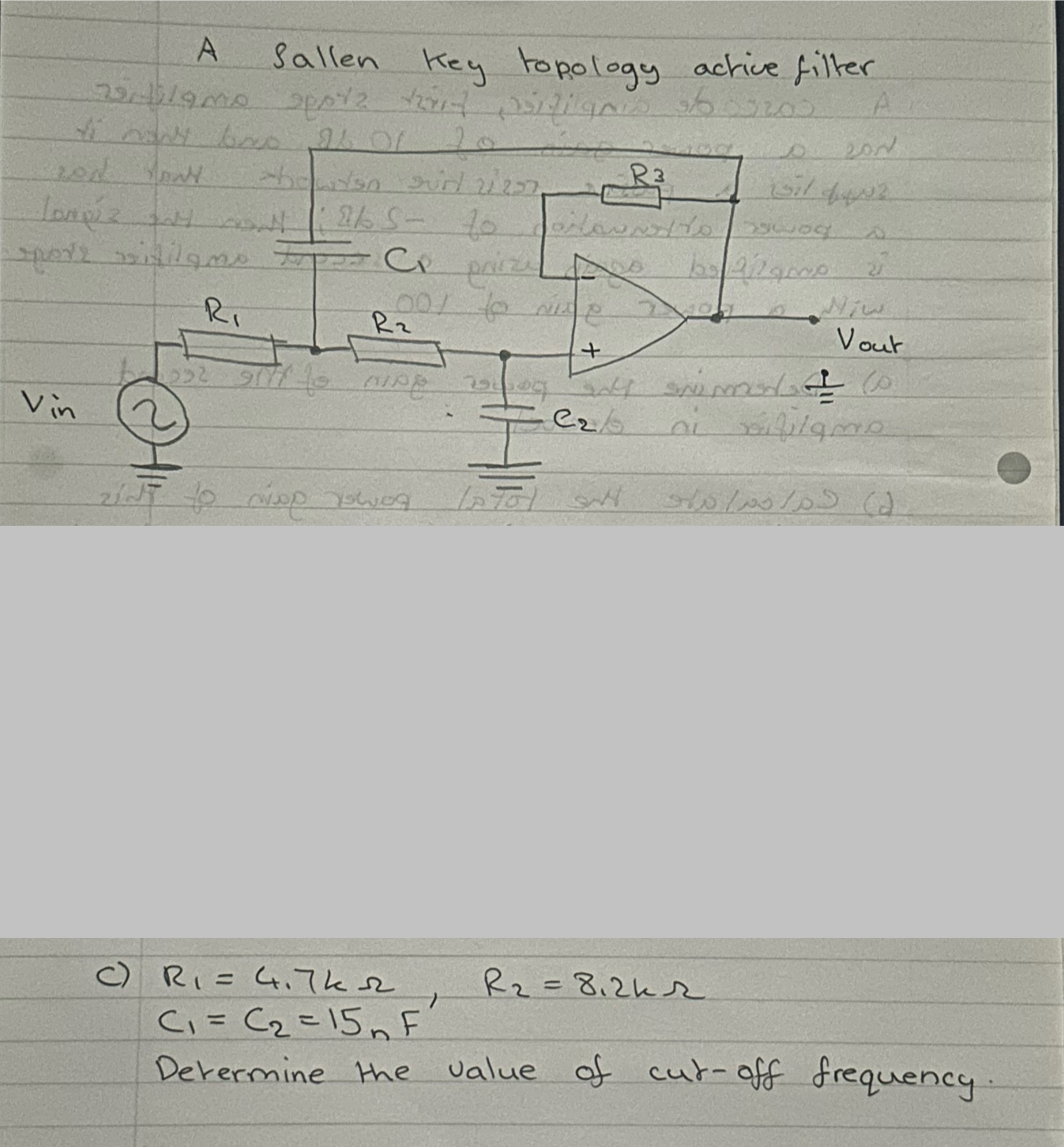 Solved A sallen key topology active | Chegg.com