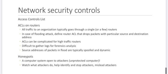 Solved Access Controls List ACLs on routers All traffic to | Chegg.com