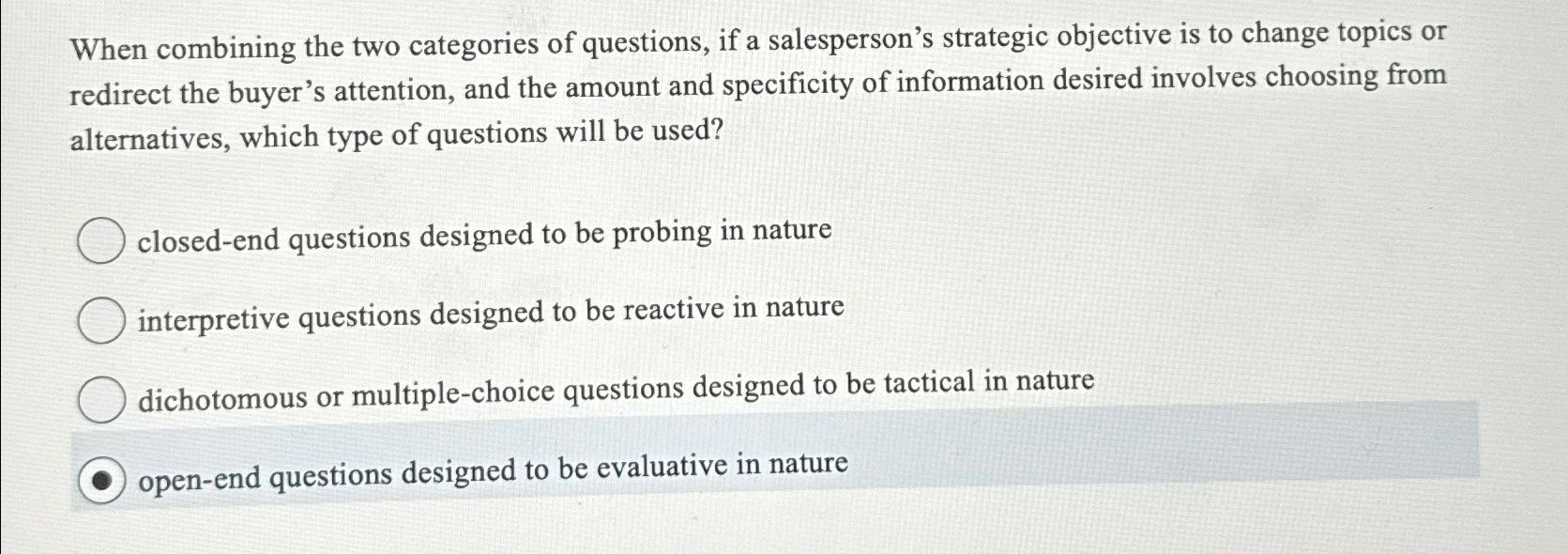 Solved When combining the two categories of questions, if a | Chegg.com