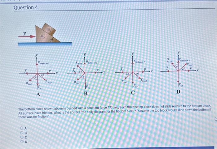 Solved The bottom block shown above is pushed with a | Chegg.com