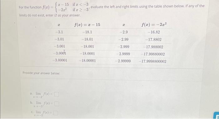 Solved For the function f(x)={x−15−2x2 if x