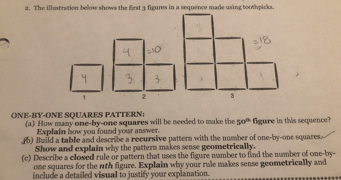 Solved 2. The illustration below shows the first 3 figures | Chegg.com