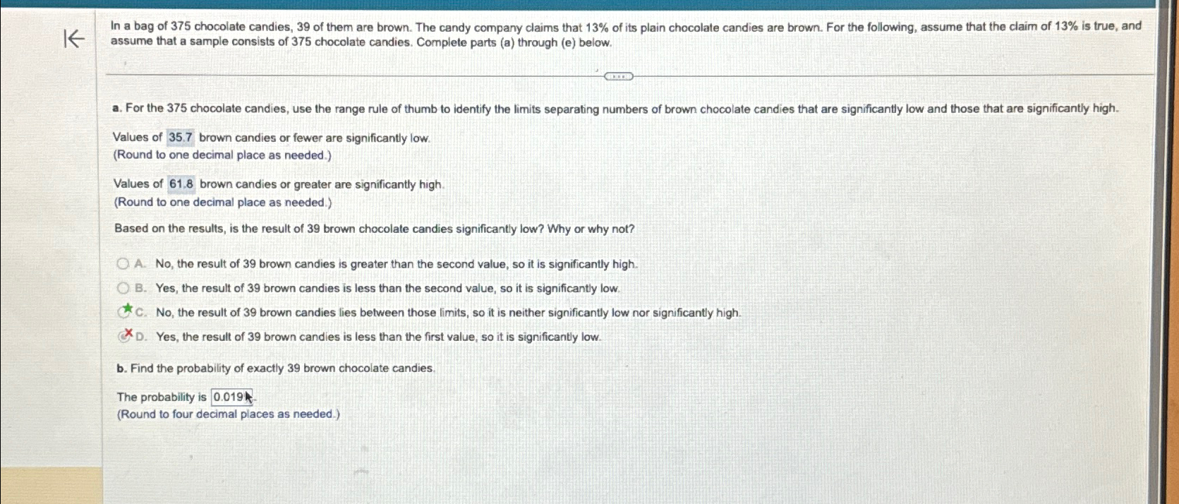 Solved assume that a sample consists of 375 ﻿chocolate | Chegg.com