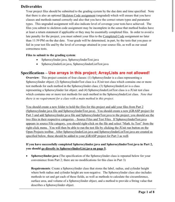 Solved Deliverables Your project files should be submitted | Chegg.com