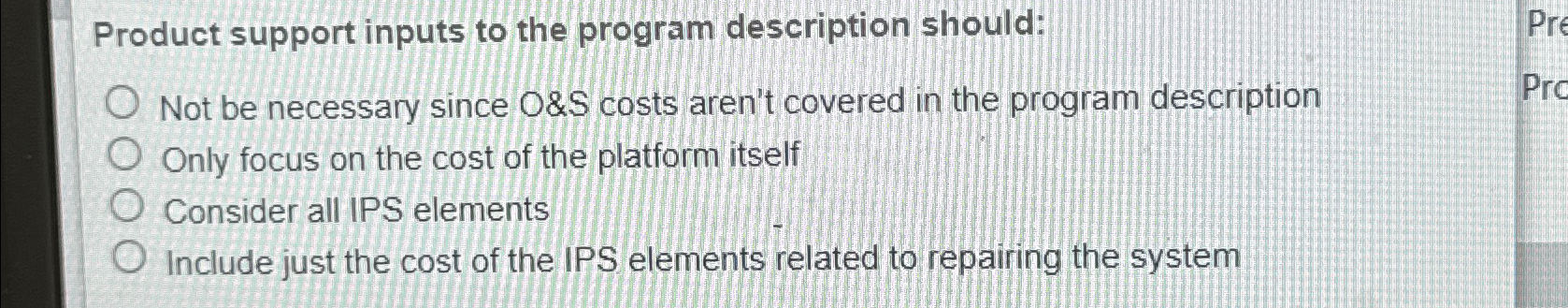 Solved Product support inputs to the program description | Chegg.com