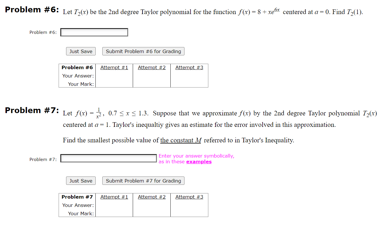 Solved Problem # 6: Let T2(x) ﻿be the 2 ﻿nd degree Taylor | Chegg.com