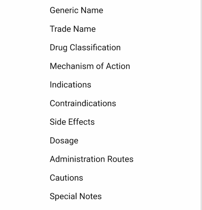 Solved Generic Name Trade Name Drug Classification Mechanism | Chegg.com