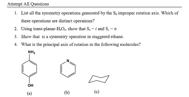 Attempt All QuestionsList all the symmetry operations | Chegg.com