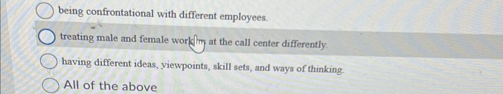 Solved being confrontational with different | Chegg.com