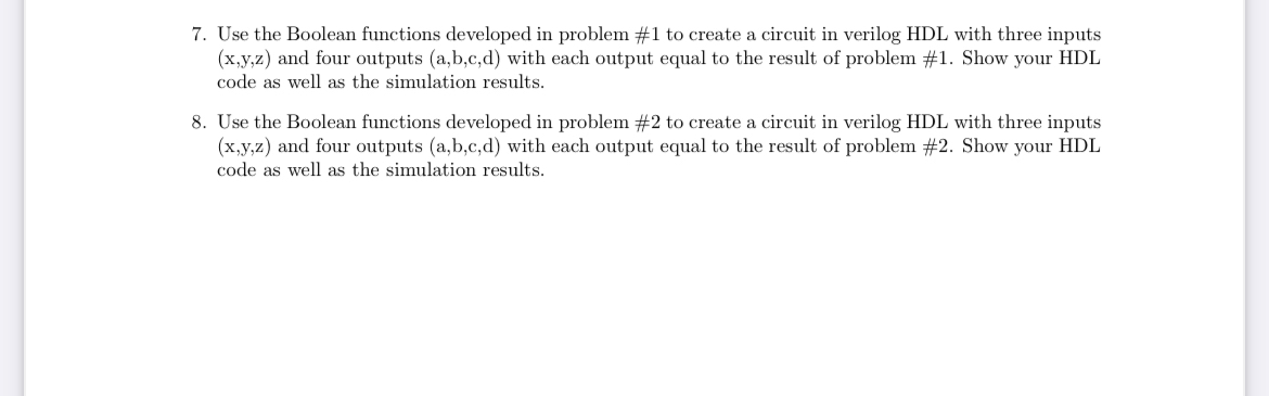Solved Use the Boolean functions developed in problem #1 ﻿to | Chegg.com
