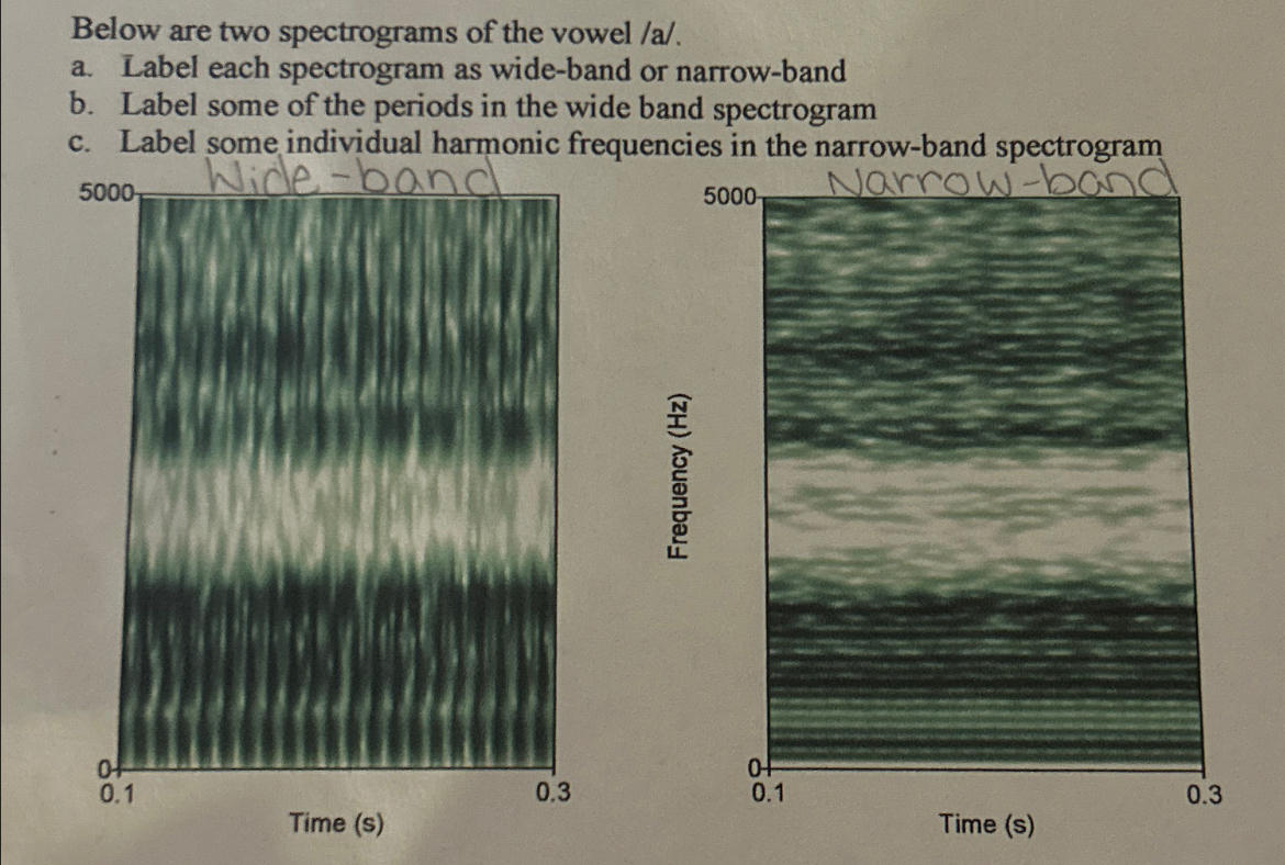 Solved Below are two spectrograms of the vowel /a/.a. ﻿Label | Chegg.com