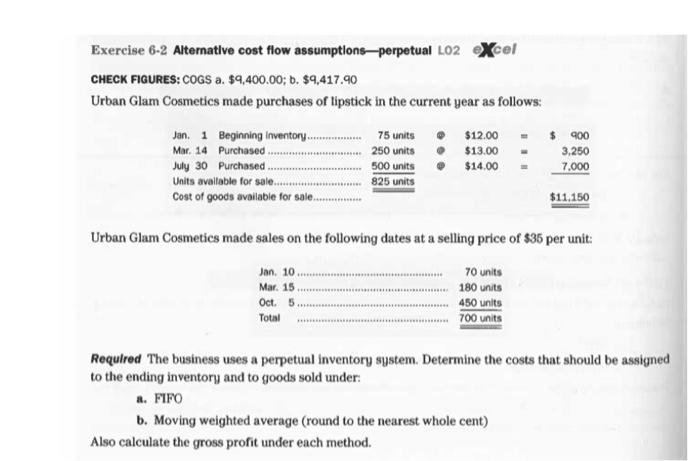 Solved Exercise 6-2 Alternative cost flow | Chegg.com