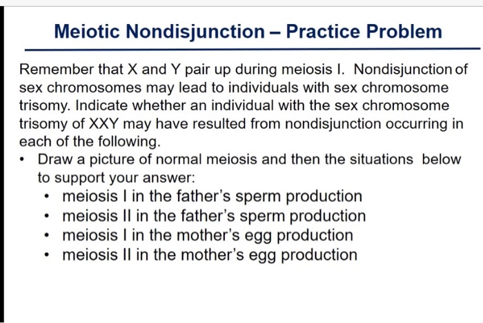 Solved Meiotic Nondisjunction - Practice Problem Remember | Chegg.com