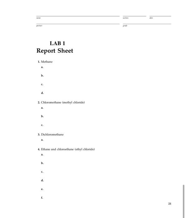 2. Chloromethane (methyl chloride) a. b. c. 3. | Chegg.com