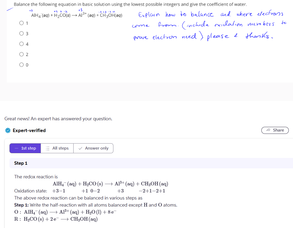 Solved Where does the water after the al3+ ﻿comes from? Why | Chegg.com