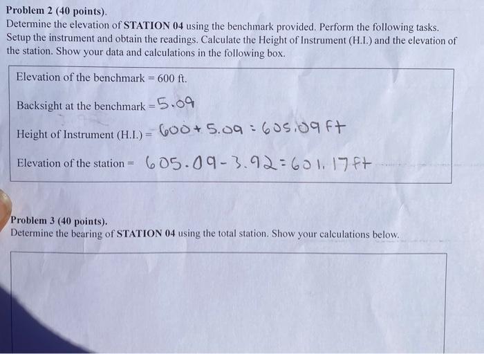 Problem 2 (40 points). Determine the elevation of | Chegg.com