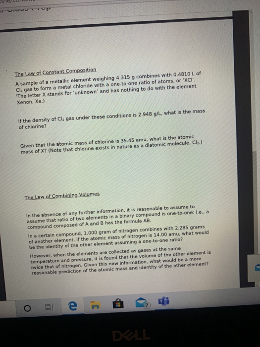 Solved The Law of Constant Composition A sample of a | Chegg.com