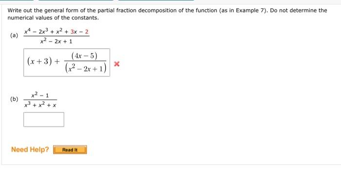 Solved Write out the general form of the partial fraction | Chegg.com