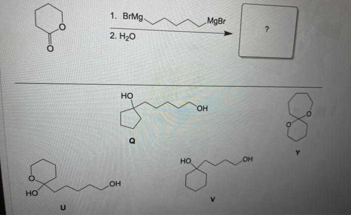 Solved 1. BrMg- MgBr ? 2. H2O НО ОН Q НО ОН ОН НО U | Chegg.com