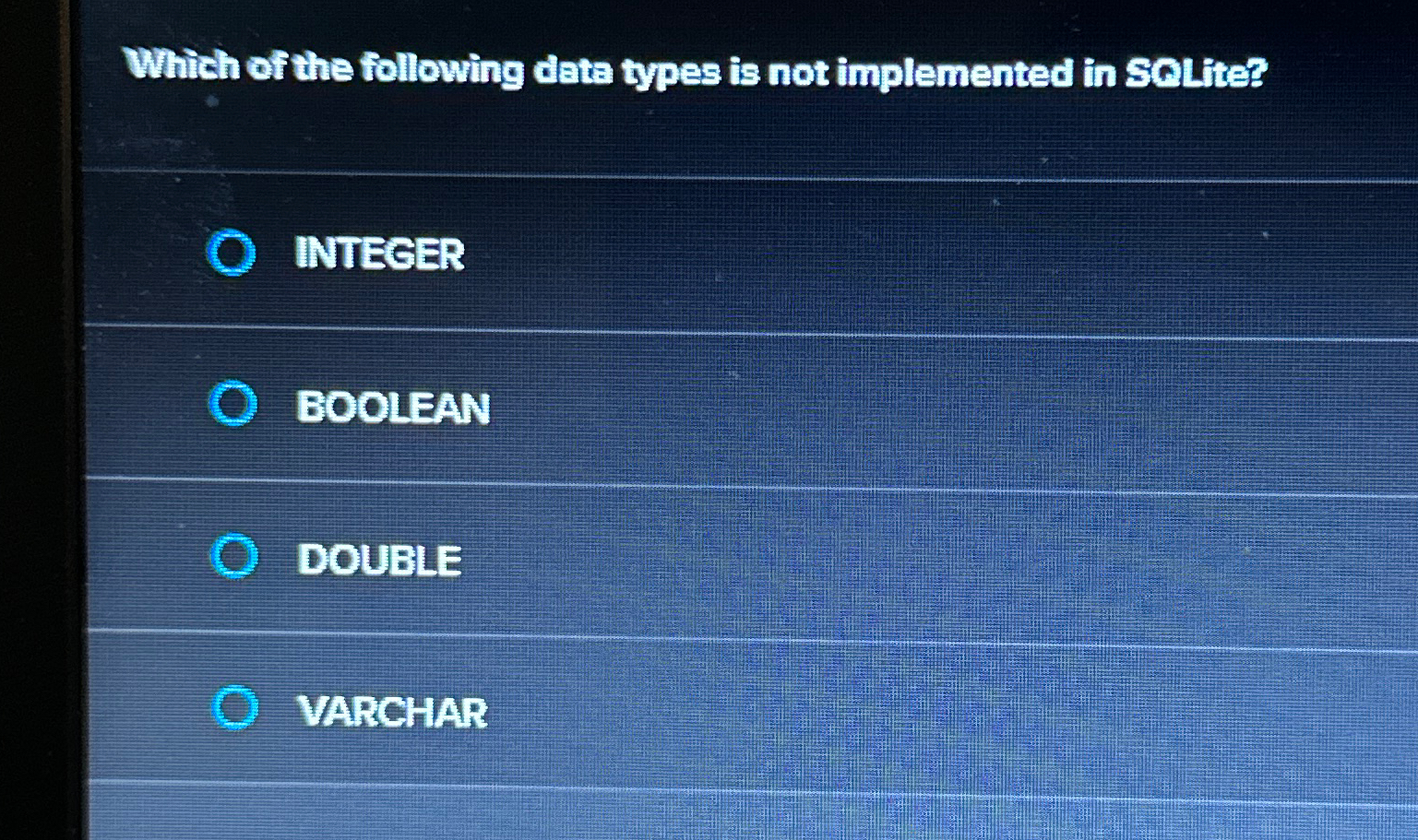 Solved Which of the following data types is not implemented | Chegg.com