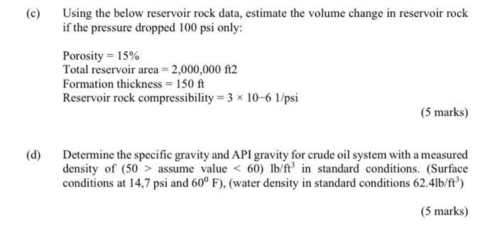 Solved the subject is elemnt of reservoir, pleae answer it | Chegg.com