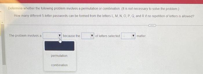 Solved 1) permutation &, combination2) order &, number 3) | Chegg.com