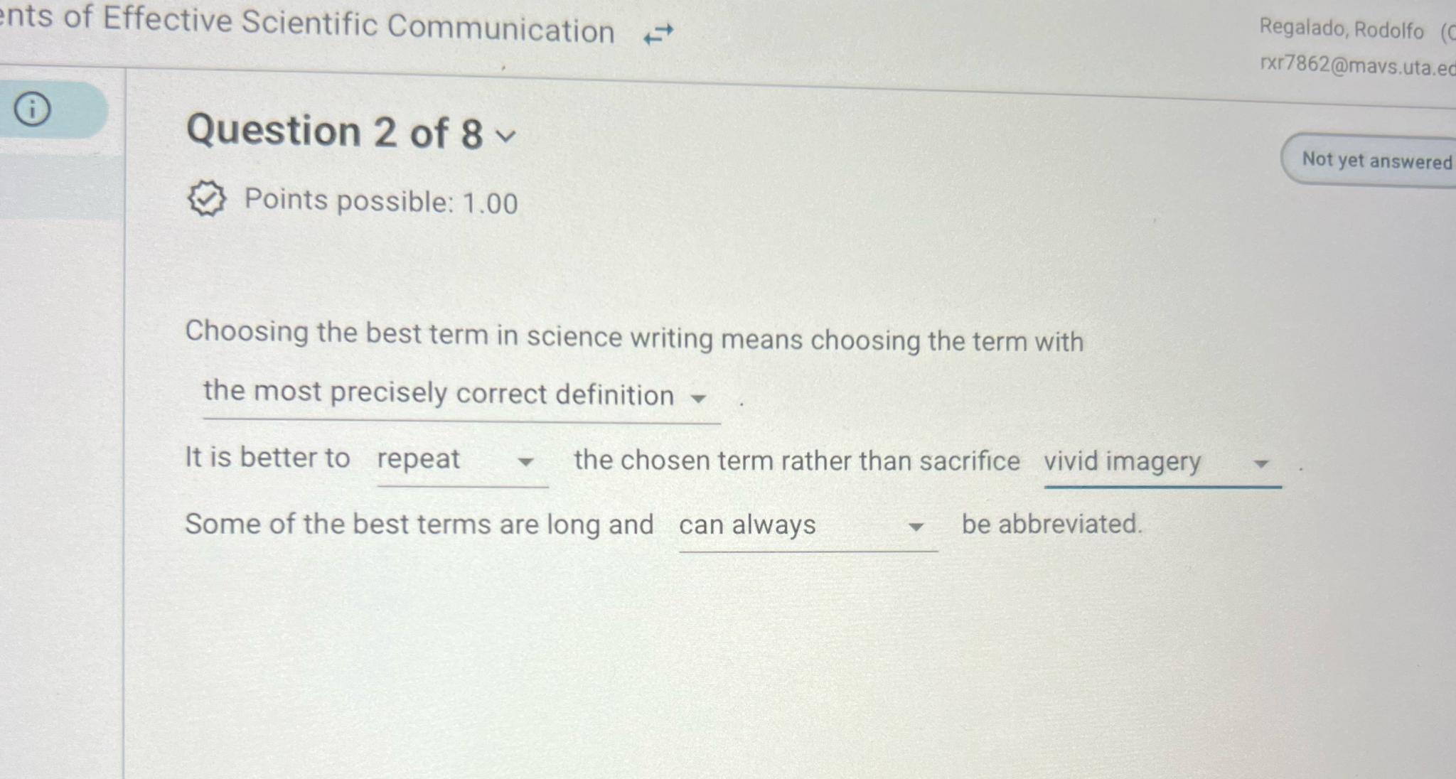 Solved nts of Effective Scientific Communication | Chegg.com