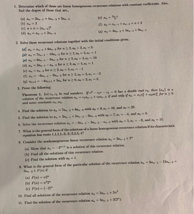 Solved 1 Determine Which Of These Are Linear Homogeneous