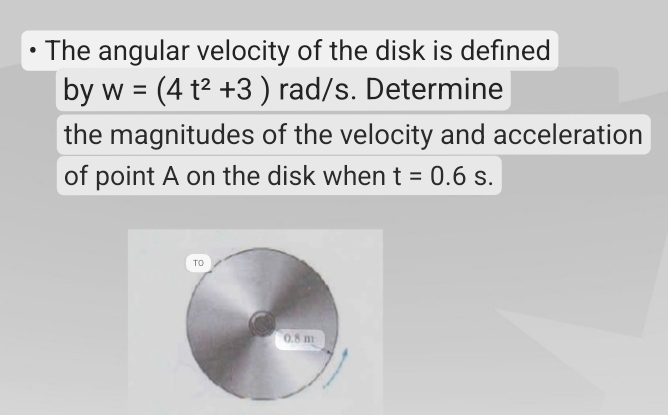 Solved The angular velocity of the disk is defined by | Chegg.com