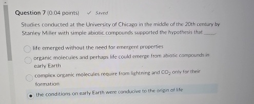 Solved Question 7 ( 0.04 ﻿points)Studies conducted at the | Chegg.com