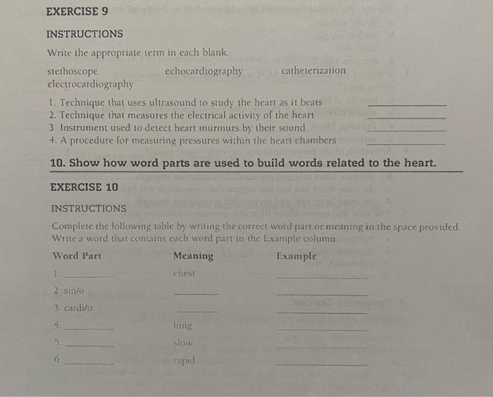 Solved EXERCISE 10 INSTRUCTIONS Complete the following table | Chegg.com