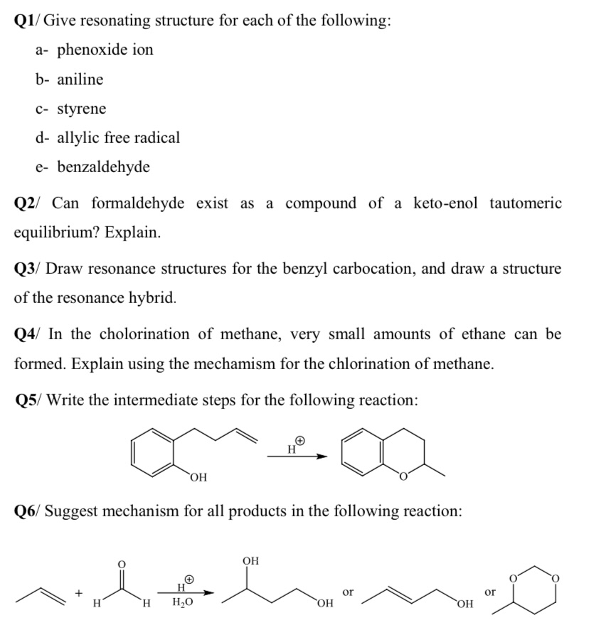 Solved Q1/ ﻿Give resonating structure for each of the | Chegg.com