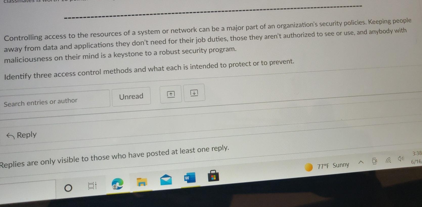 Solved identify three access control methods and what each | Chegg.com