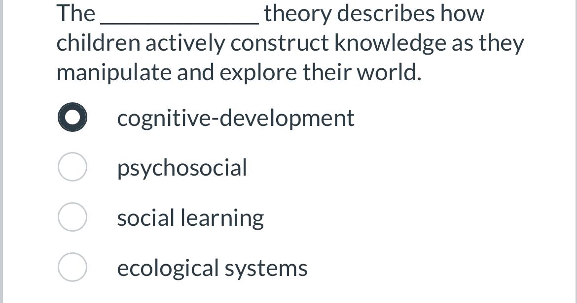 Solved The theory describes how children actively construct | Chegg.com