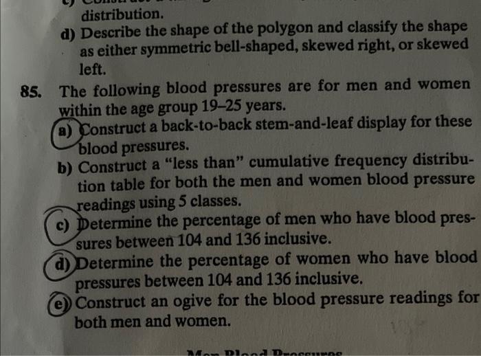 distribution. d) Describe the shape of the polygon | Chegg.com