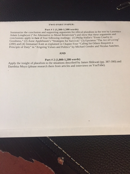 Solved TWO-PART PAPER: Part # 1 (1,300-1,500 words) | Chegg.com